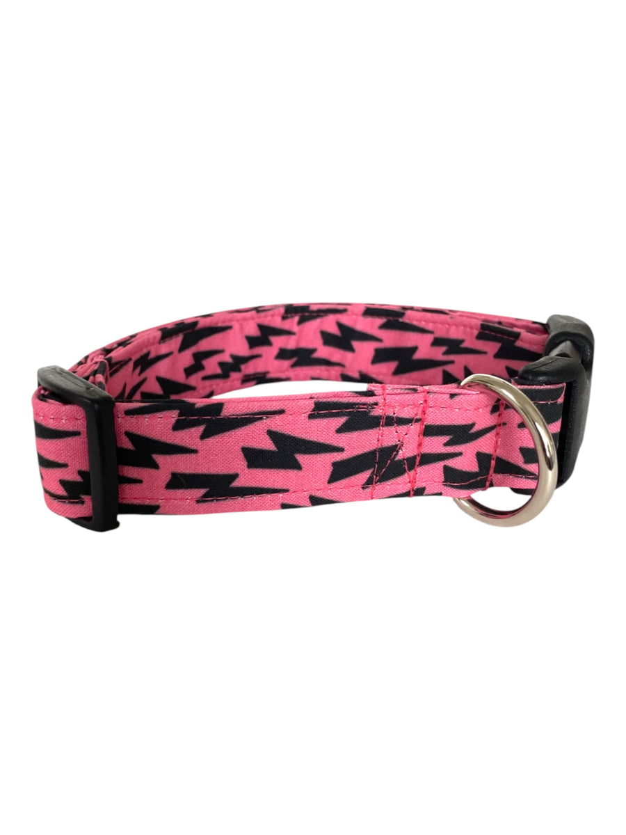 Lightning Bolts in Pink Dog Collar – Collars by Design