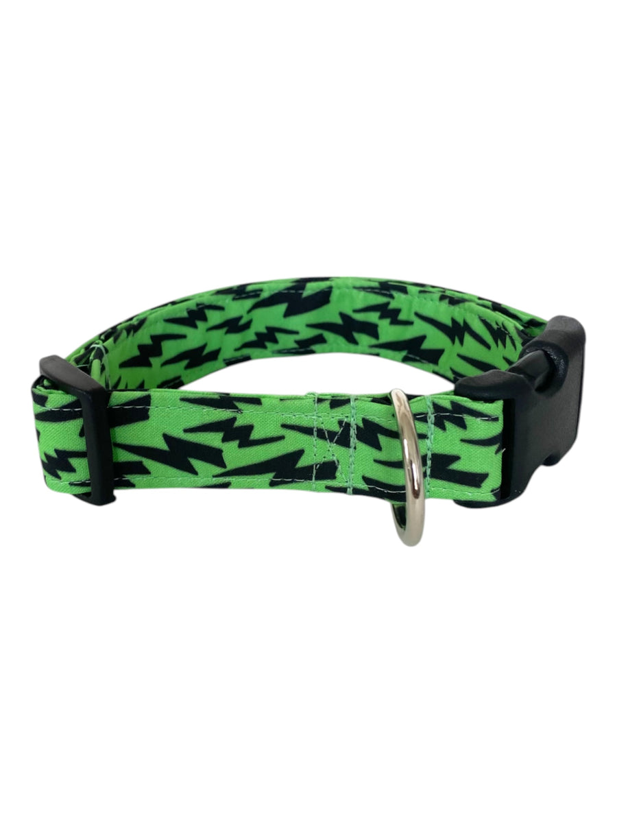 Lightning Bolts in Green Dog Collar – Collars by Design